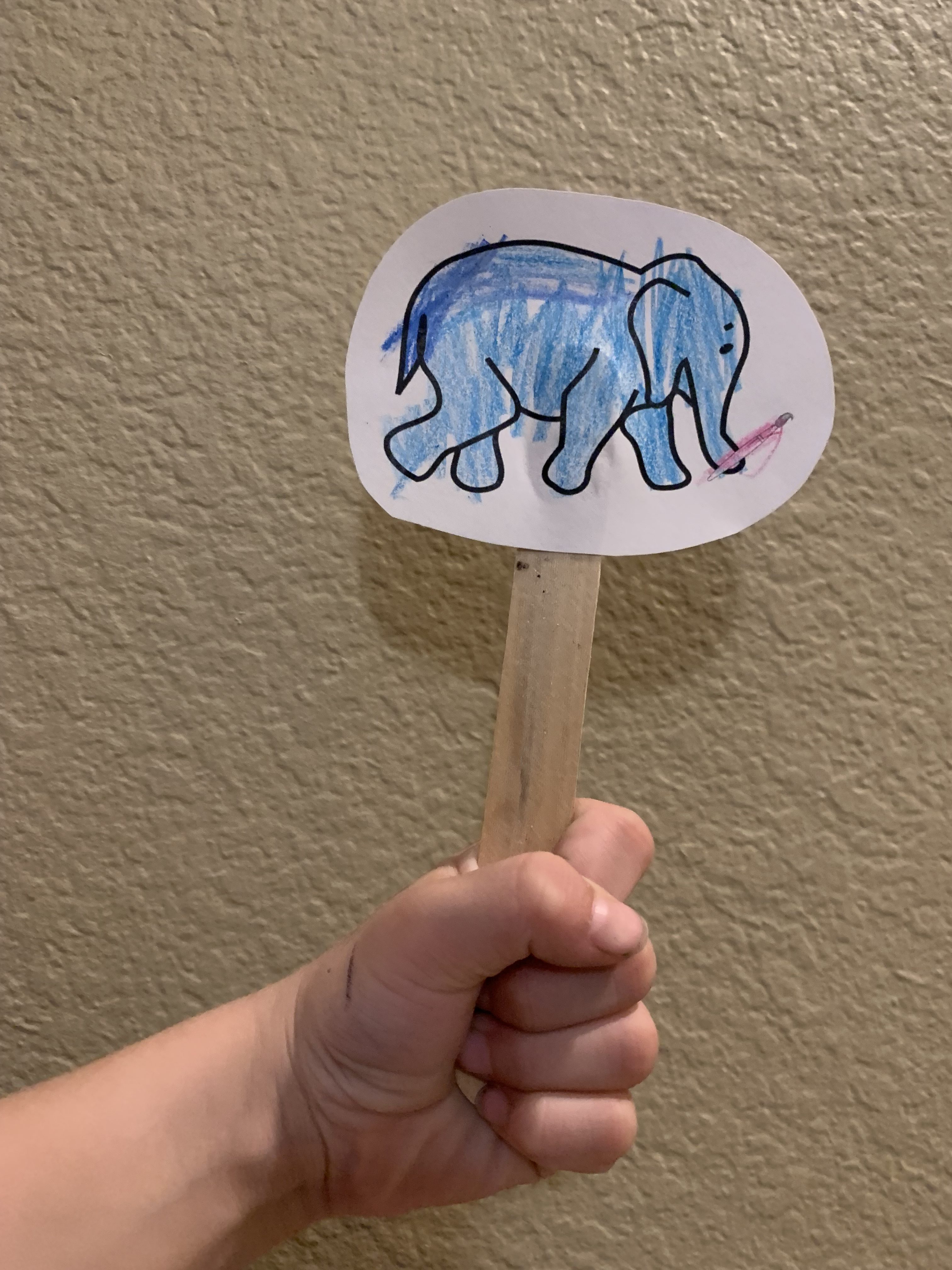 Elephant Stick Puppet Craft -Imaginations Running Wild-